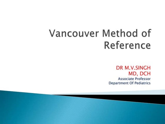 vancouver style of referencing | PPT