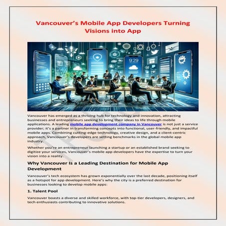 Vancouver’s Mobile App Developers Turning Visions into App | PDF