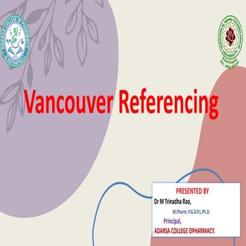 VANCOUVER REFERENCING STYLE Pharmacy, Medical, Dental, Nursing, and ...