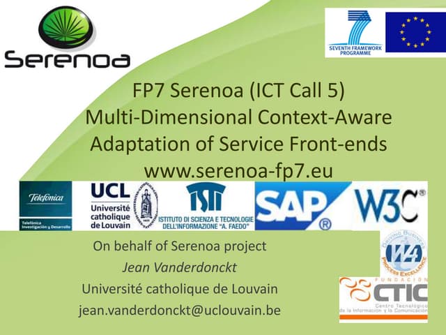 Multi Dimensional Context Aware Adaptation Of Service Front Ends Ppt