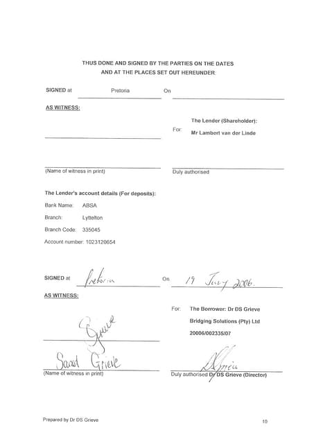 Affidavit of 83 year old Mr Lambert Van Der Linde defrauded by Dr DS ...