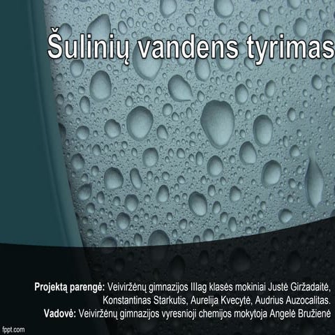Šulinių vandens tyrimas | PPT