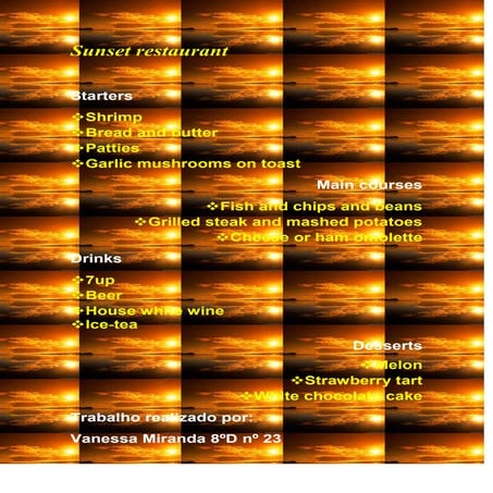 Menu - Sunset Restaurant | DOCX