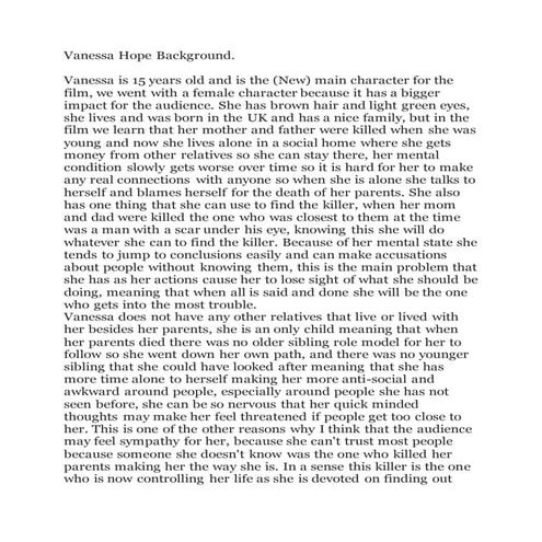 Vanessa hope background | DOCX