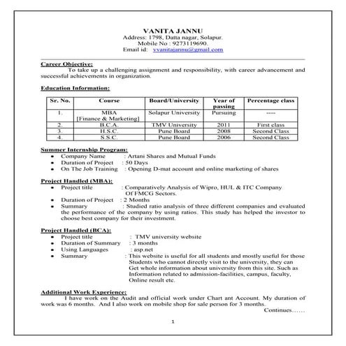 Cv format | DOC