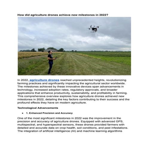 How did agriculture drones achieve new milestones in 2022? | PDF