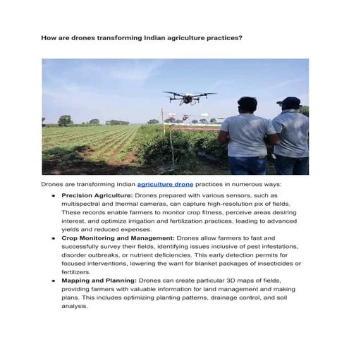 How are drones transforming Indian agriculture practices? | PDF