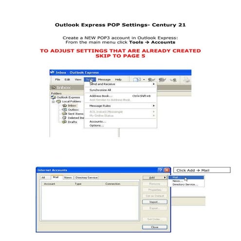 Vanity email outlook express set up guide | PDF
