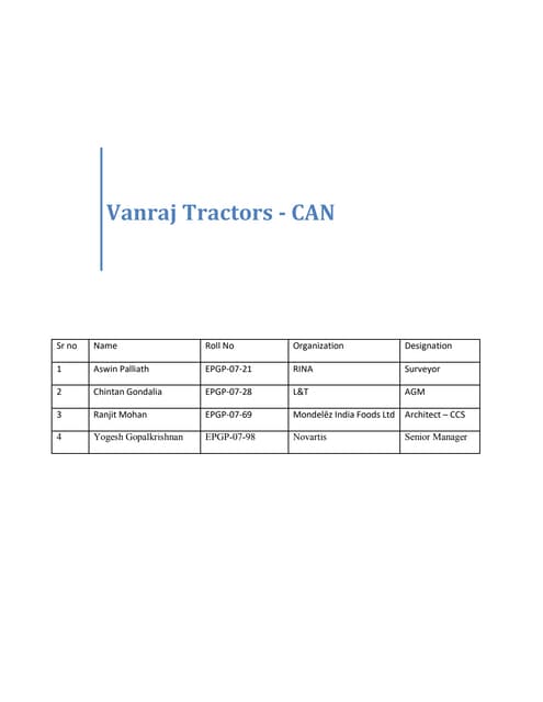 Vanraj Tractor case analysis | DOCX