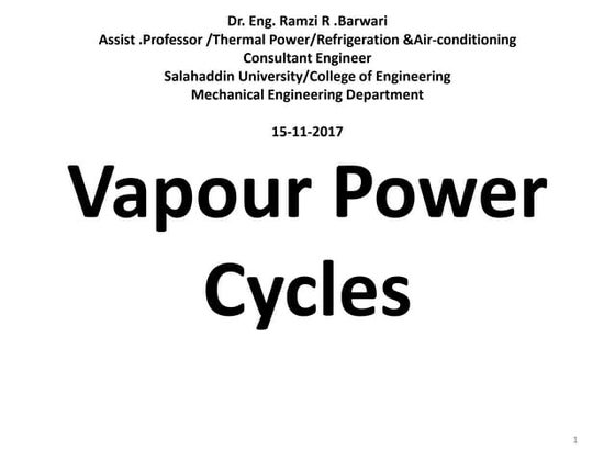 Vapour power cycles | PPT