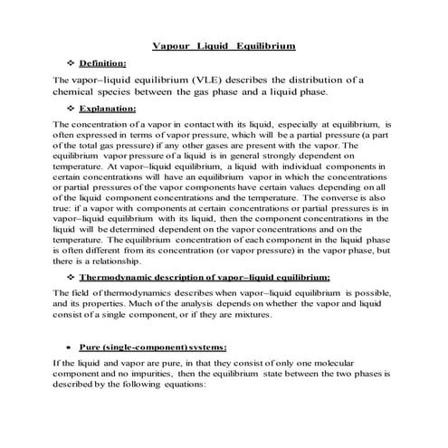 Vapour liquid equilibrium 1 | PDF