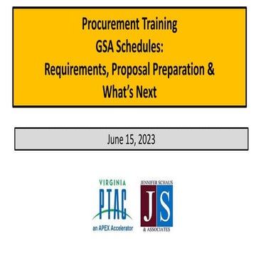 Procurement Training GSA Schedules: Requirements, Proposal Preparation & What's Next | PPT