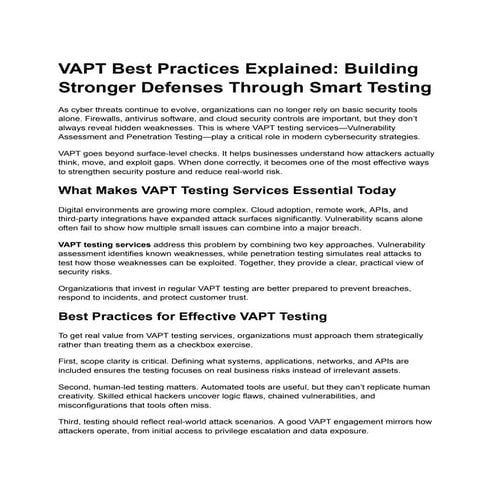 VAPT Best Practices Explained_ Building Stronger Defenses Through Smart ...