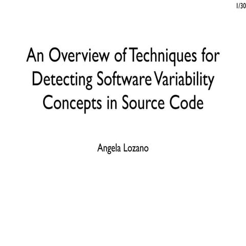 An Overview Of Techniques For Detecting Software Variability Concepts 9022
