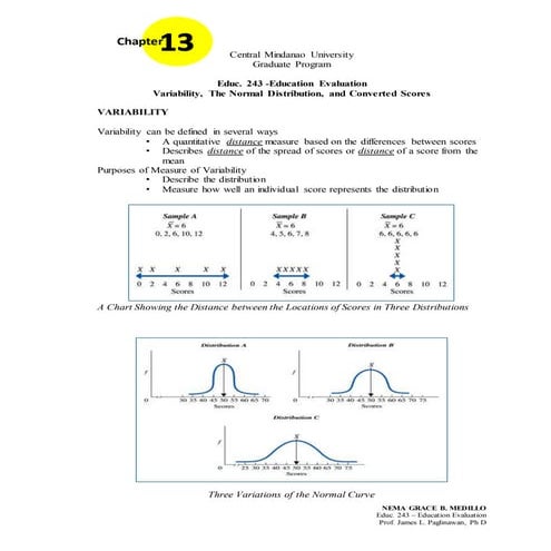 Variability, the normal distribution and converted scores | PDF
