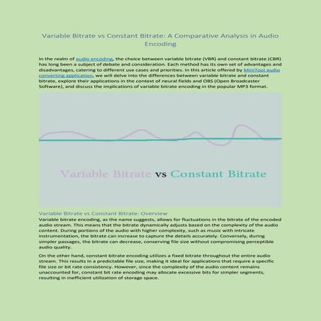 Variable Bitrate Vs Constant Bitrate A Comparative Analysis In Audio Encodingdocx