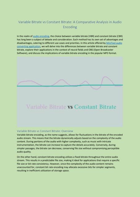 Variable Bitrate Vs Constant Bitrate A Comparative Analysis In Audio Encodingdocx