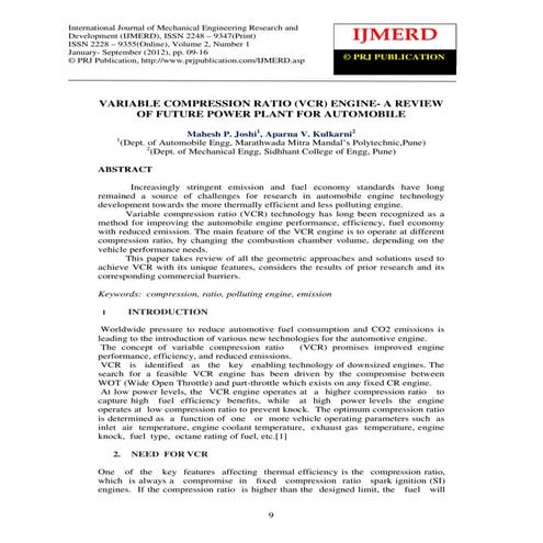 Variable compression ratio | PDF