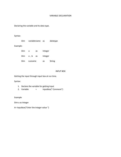 Variable declaration | PDF Variable declaration | PDF