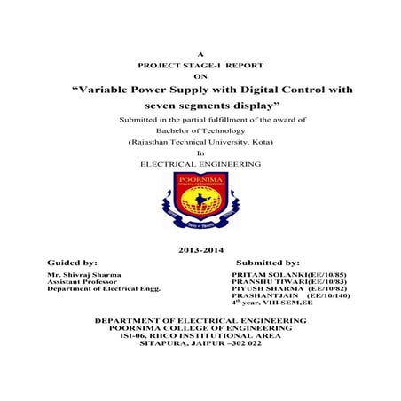 Variable power supply with digital control with seven segments display ...