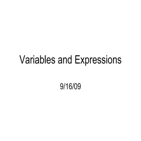 Variables And Expressions | PPT
