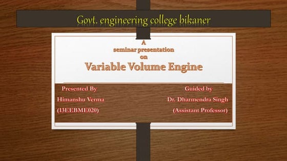 Variable Volume Engine Report | PDF