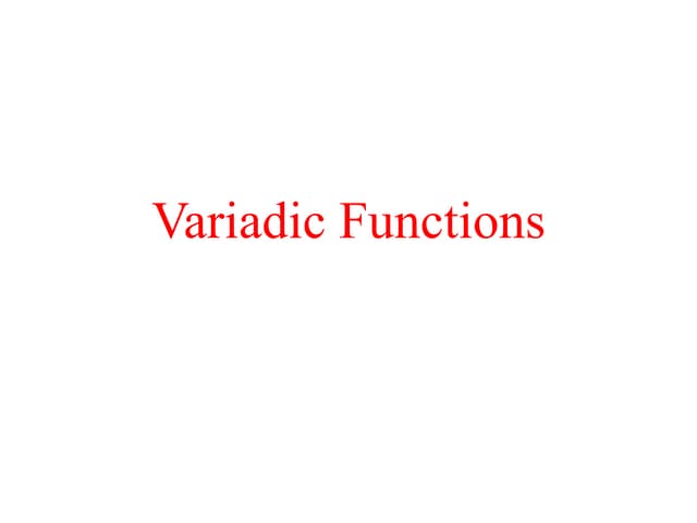 Variadic functions | PPT Variadic functions | PPT