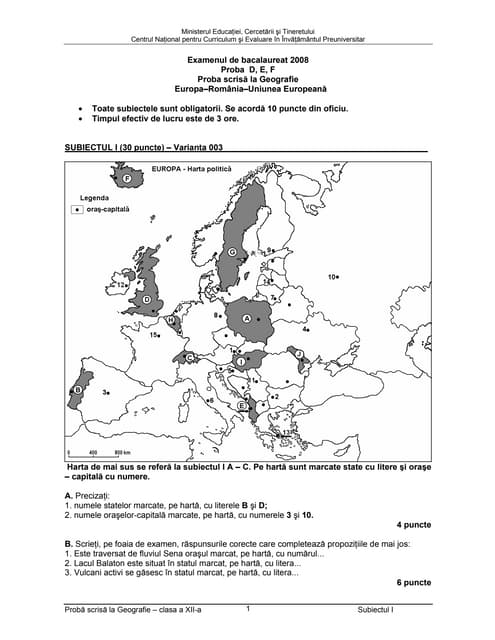 TESTE BAC ANTRENAMENT-GEOGRAFIE 2021 REZOLVATE | PDF