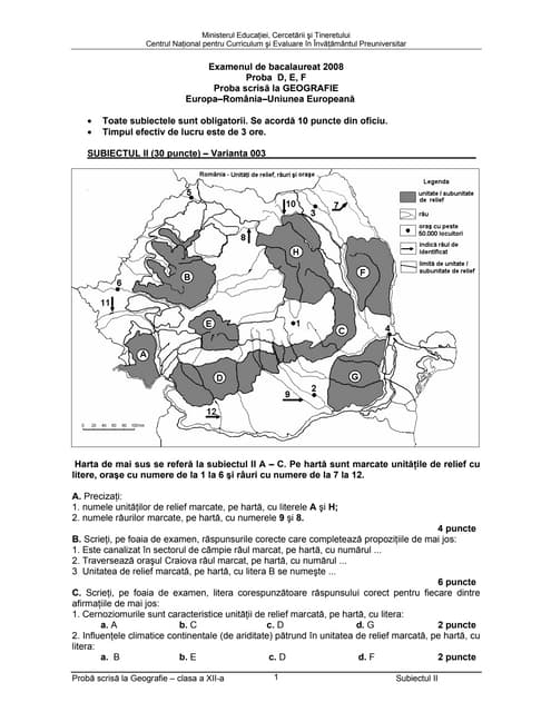 TESTE BAC ANTRENAMENT-GEOGRAFIE 2021 REZOLVATE | PDF