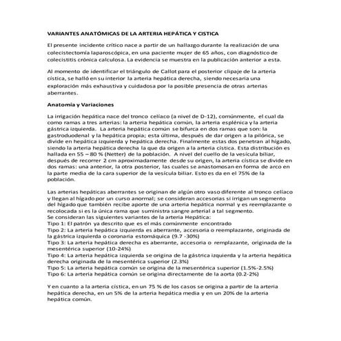 Variaciones De La Arteria Cística