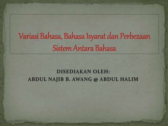 Variasi bahasa -Sosiolinguistik (S1) | PPT