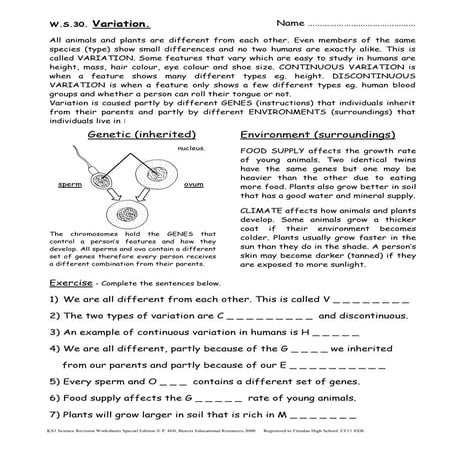 variation notes biology for reproduction in humans and animals | PDF