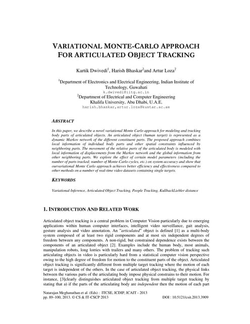 Variational Monte Carlo Approach For Articulated Object Tracking Pdf
