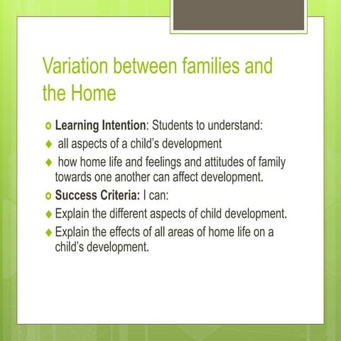 Variation between famililes and the home | PPT