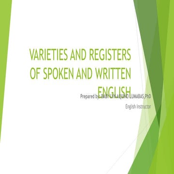 Varieties and Registers of Spoken and Written Language | PPTX
