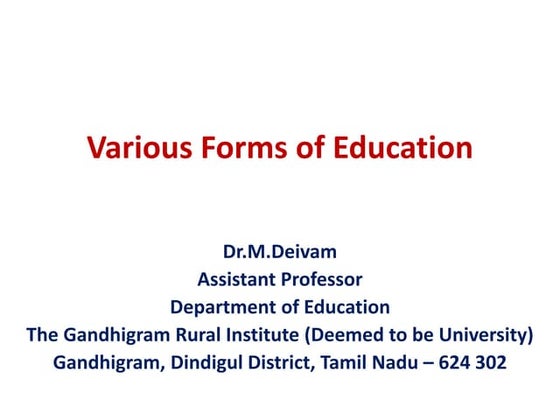 Types of education formal, informal and non formal | PPTX