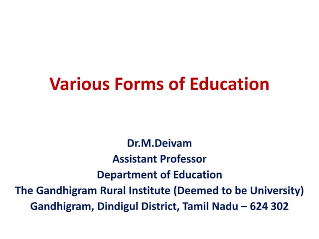 Types of education formal, informal and non formal | PPTX