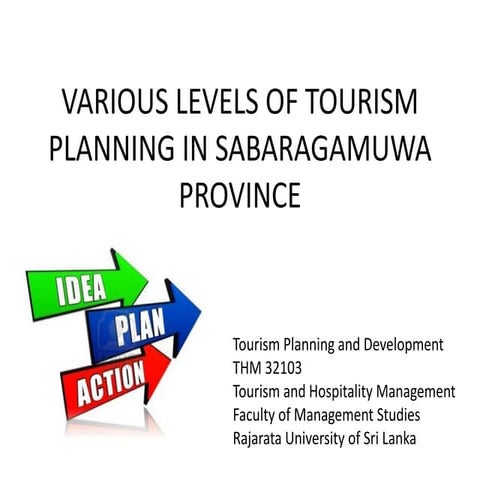 Various levels of tourism planning in sabaragamuwa province | PPTX