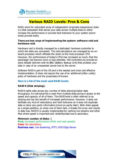 Presentation On Raidredundant Array Of Independent Disks Basics Ppt Data Storage And
