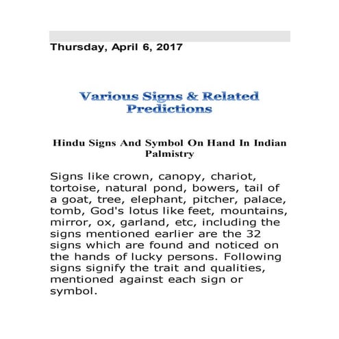 Various signs and predictions. | DOCX