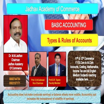 Types of accounts basic accounting -concepts prepared by Prof.Satish R ...