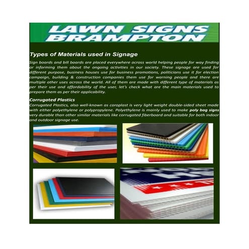 Various types of materials used in signage | PDF