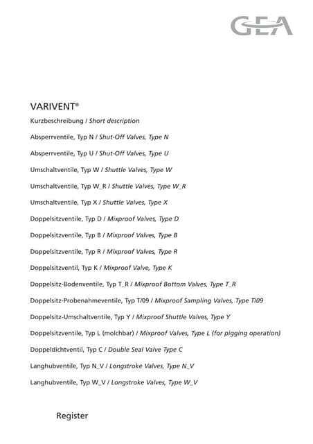 GEA Tuchenhagen VARIVENT®Valves | PDF
