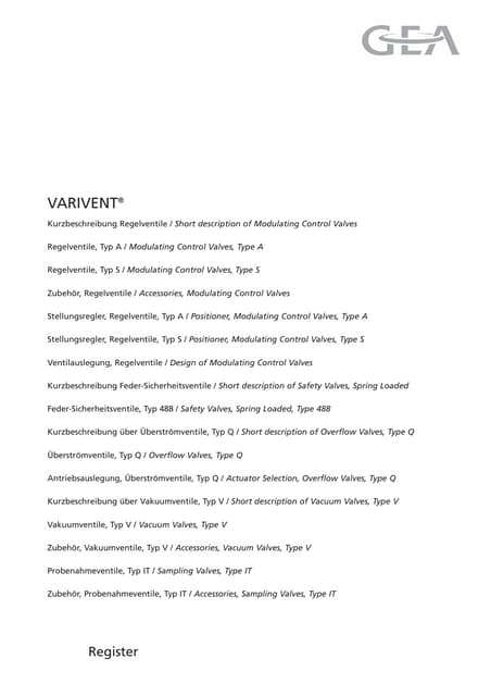 GEA Tuchenhagen VARIVENT®Valves | PDF