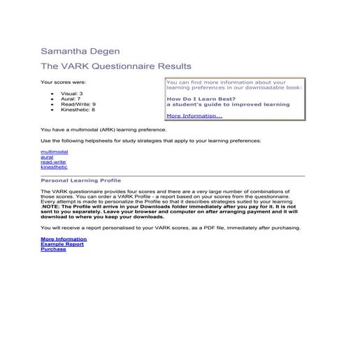Vark Visual Learning Style | PDF