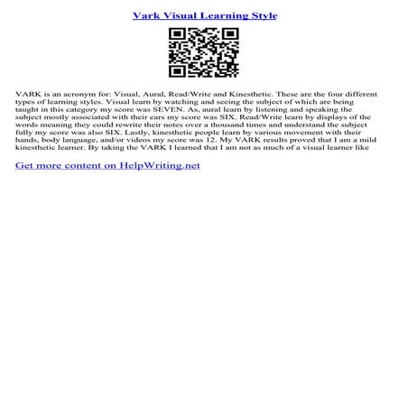 Vark Visual Learning Style | PDF