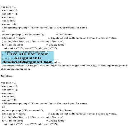 var min =0; var max=10; var tab = {}; var name; var score;.pdf