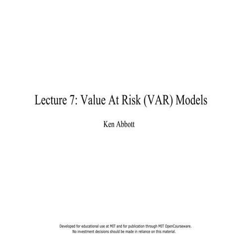 VAR_Models__1705848850 e value at risk presentation | PPT