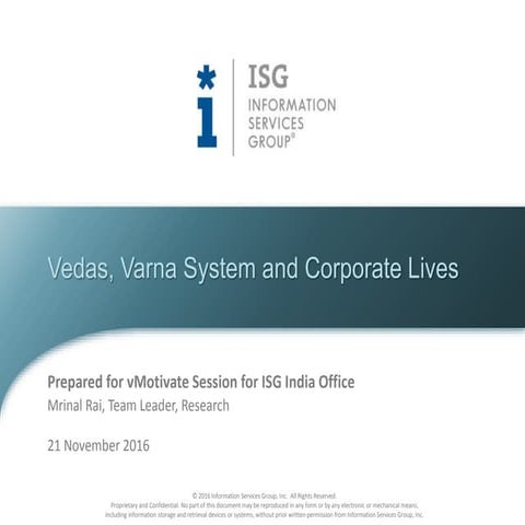 Vedas, Varna System and Corporate Lives | PPTX