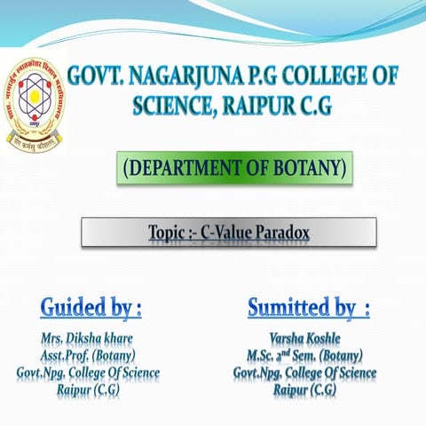 VARSHA KOSHLE PAPER 2 C-VALUE PARADOX PRESENTATION MSC 2ND SEM BOTANY.pptx
